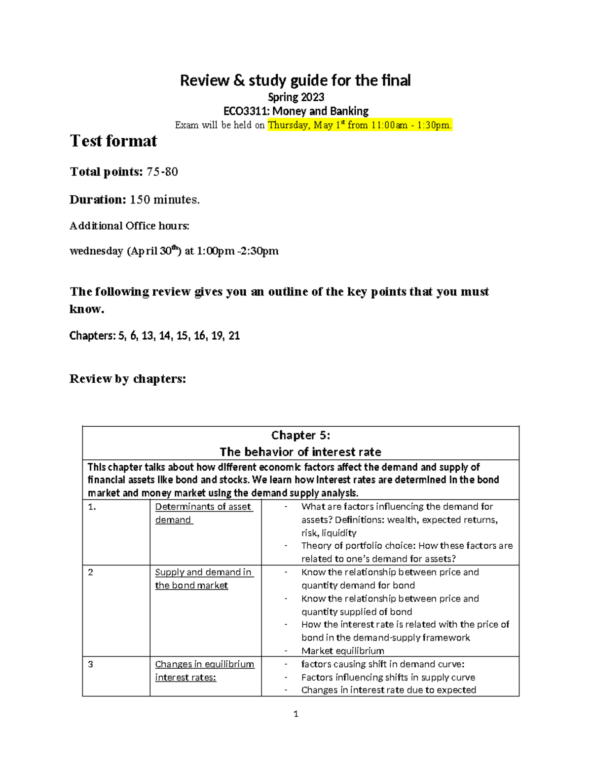 ECO3311 Final Exam Review & Study Guide: Money and Banking Concepts ...