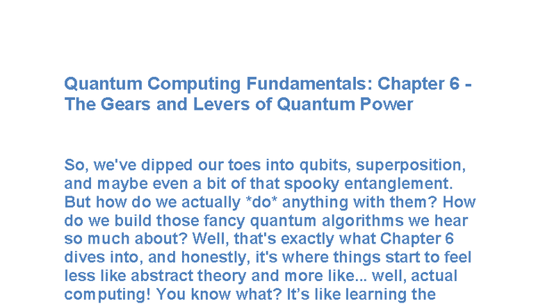 Quantum Computing Fundamentals: Chapter 6 - Gates and Algorithms - Studocu