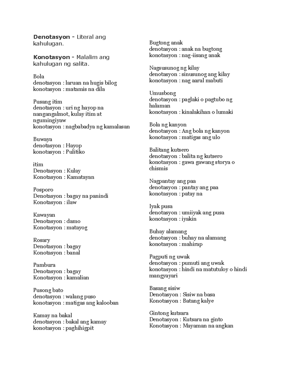 Konotasyon at Denotasyon: Pag-unawa sa Malalim na Kahulugan - Studocu