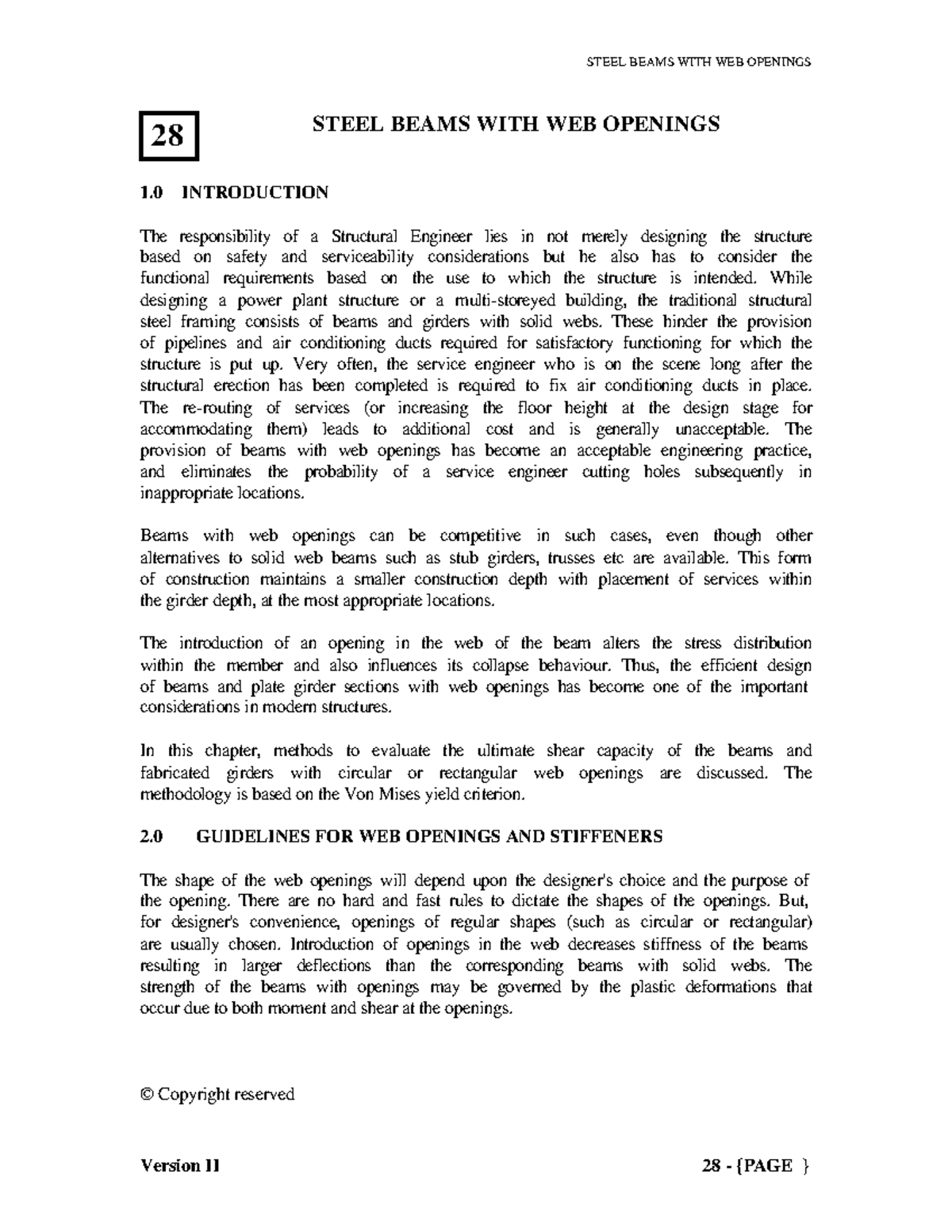 Steel Beams with Web Openings: Design Considerations and Guidelines ...