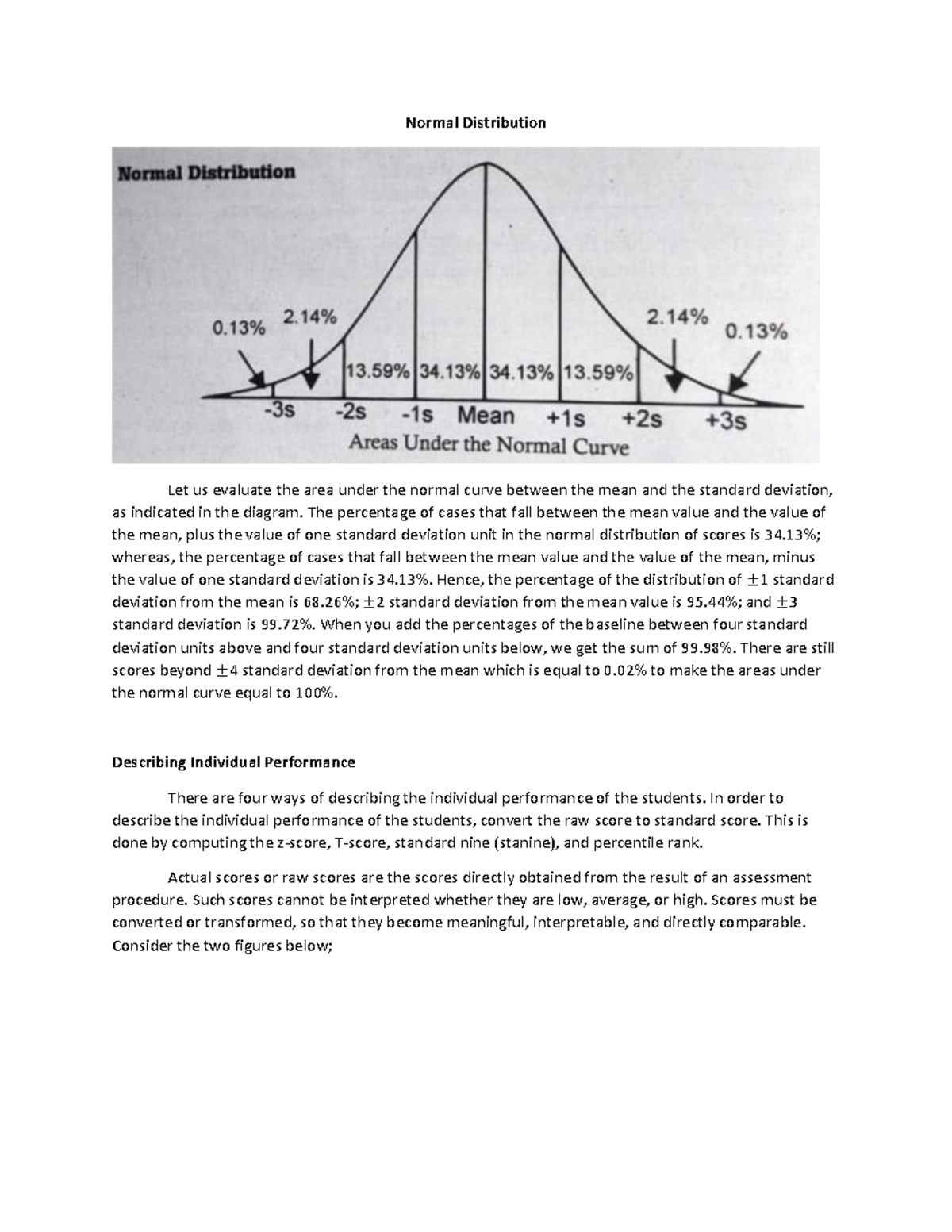 Normal Distribution & Individual Performance Analysis - Assessment 2 ...