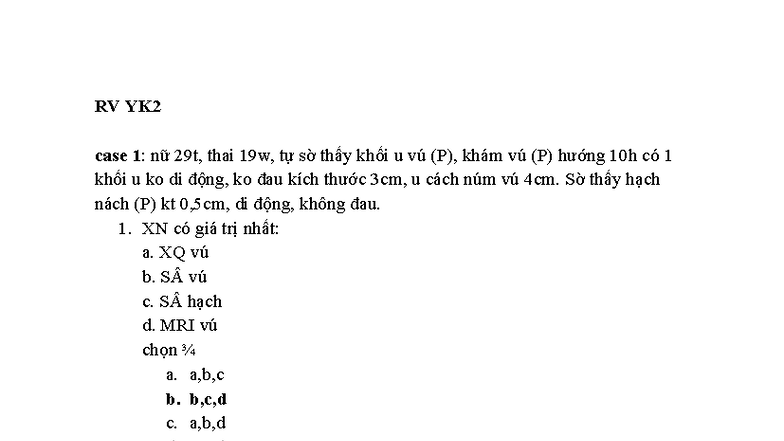Case Study Review for YK2: Breast and Gynecological Conditions - Studocu