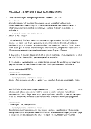 Any Conv - Prova neuropsicopedagogia - AVALIAÇÃO – FUNDAMENTOS DA ...