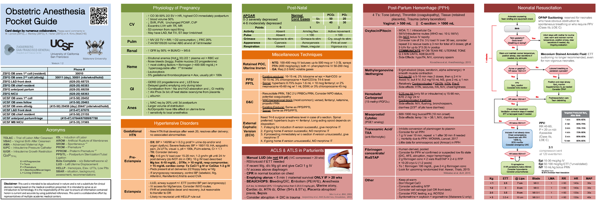 Obstetric Anesthesia Pocket Guide: Key Techniques and Updates 2020 ...