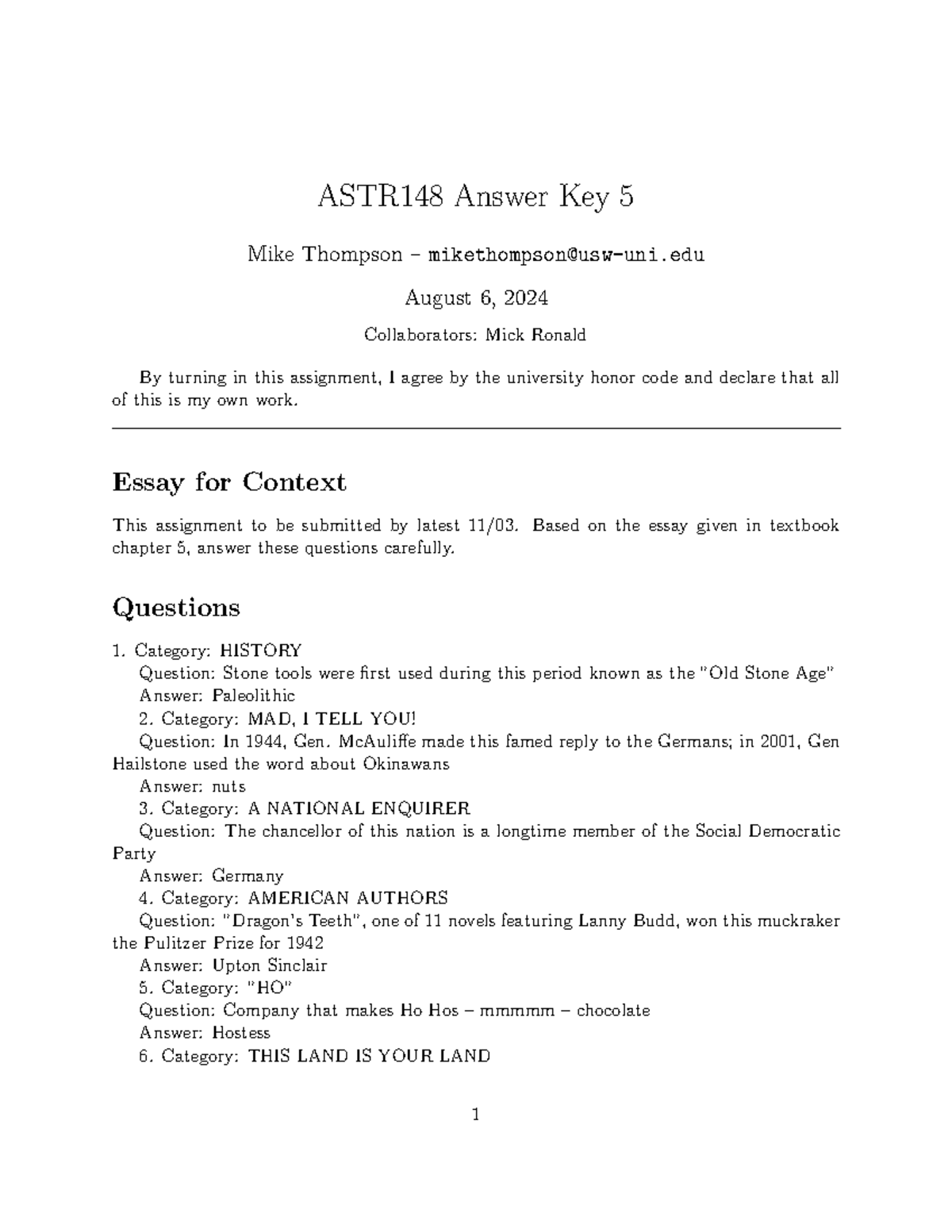 ASTR148 Answer Key 5 - The Evolution of Stars: Birth and Death Insights ...