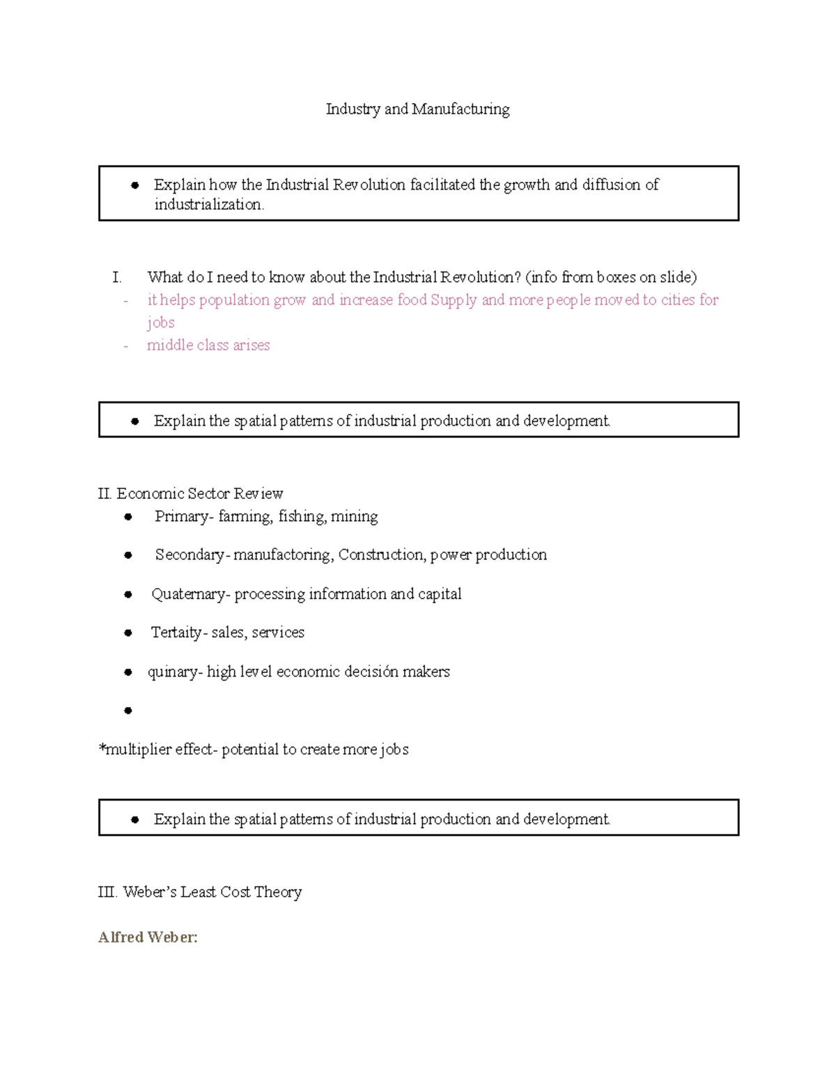Unit 7 Notes Outline: Industrial Revolution & Economic Development ...
