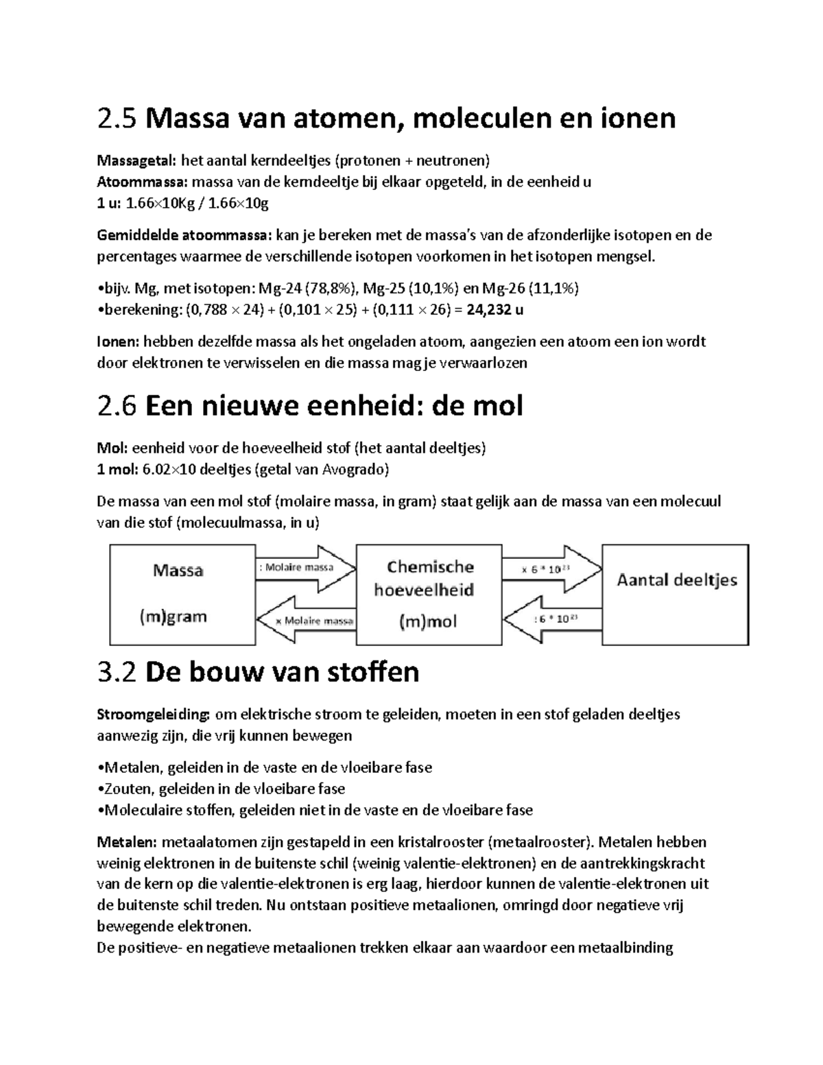 Samenvatting Scheikunde: Massa, Mol en Bindingen in Stoffen - Studeersnel