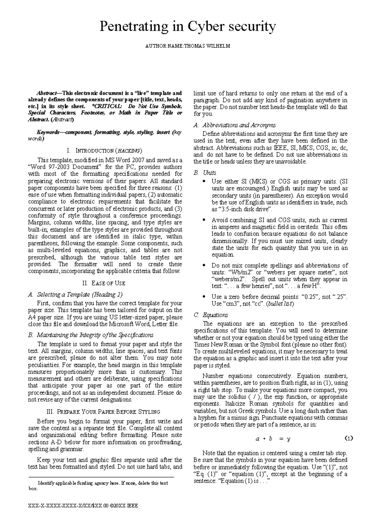 Cyber Security Template Guidelines for Conference V - Studocu