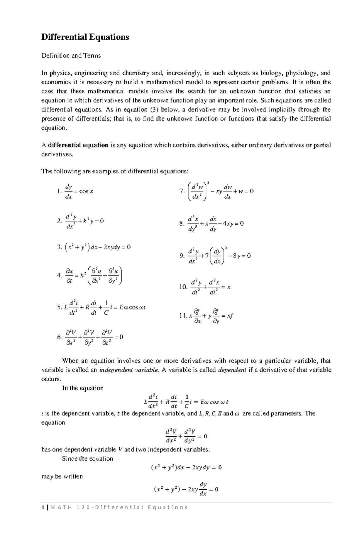 Differential-Equations - Differential Equations Definition and Terms In ...