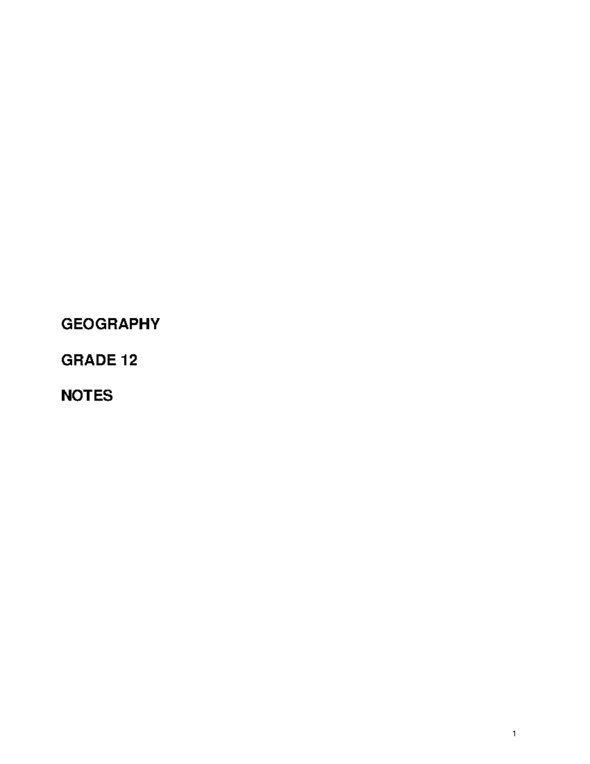Geography Grade 12 Notes - GEOGRAPHY GRADE 12 NOTES SECTION A QUESTION ...