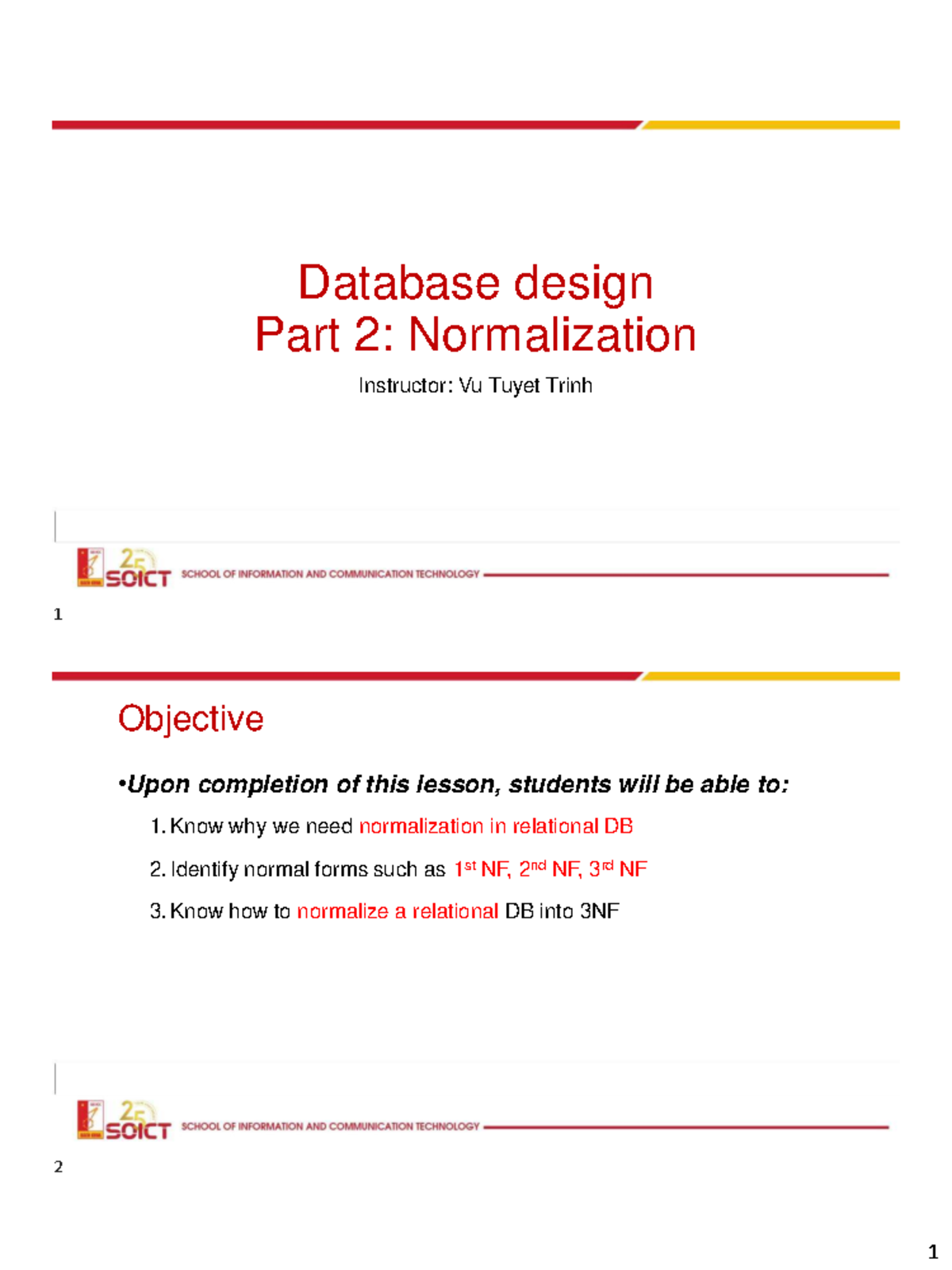 Database Design (IT101) Lecture Notes: Normalization Part 2 - Studocu