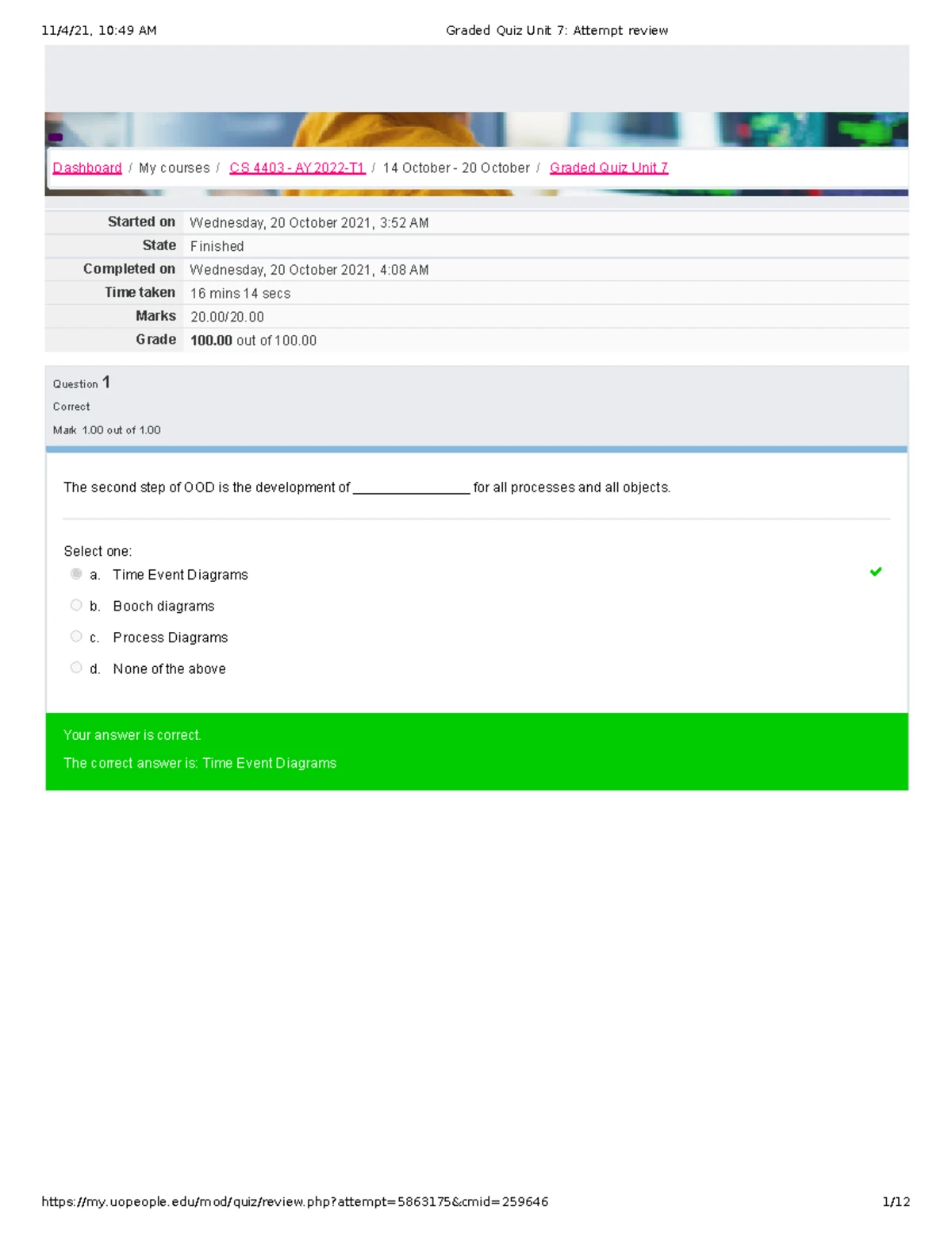 Graded Quiz Unit 7 Attempt review - Started on Wednesday, 15 March 2023 ...