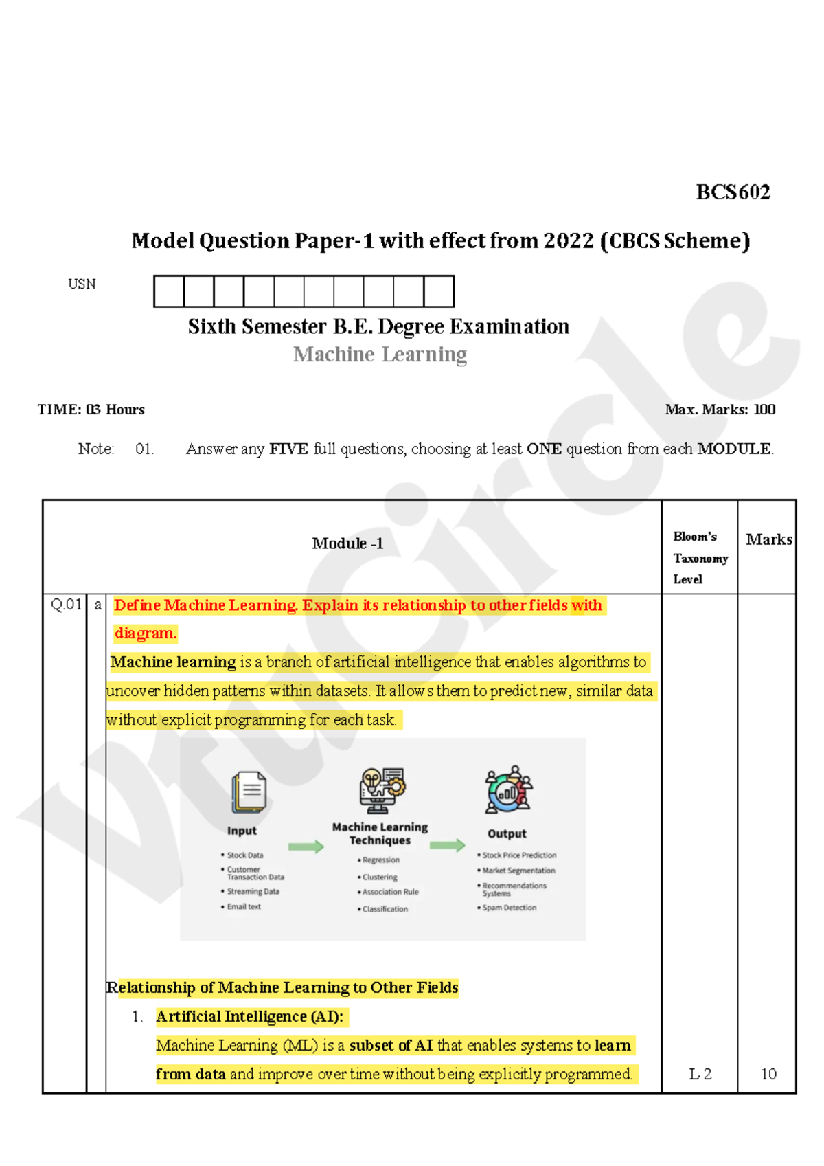BCS602 Machine Learning Model Question Solutions (2022) - Studocu
