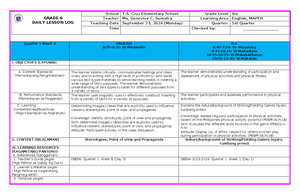 DLL Quarter 2- WEEK 6 - DLL- Grade 6 - GRADE 6 DAILY LESSON LOG School ...