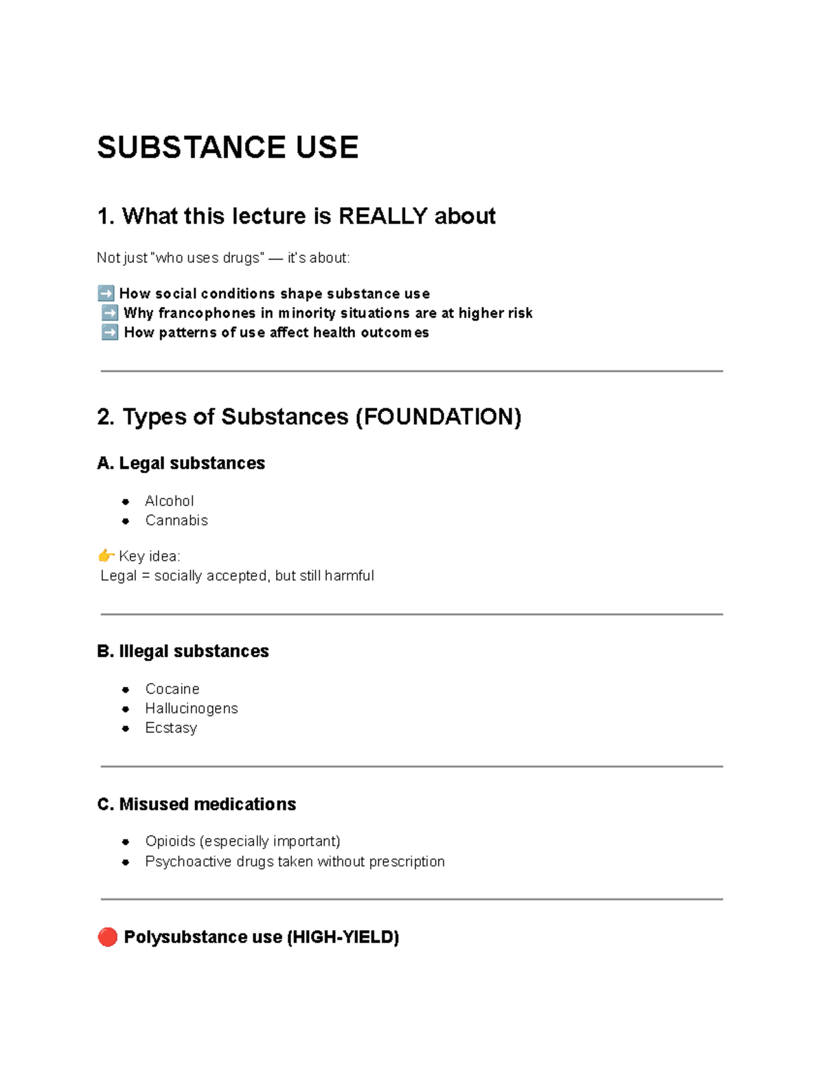 HSS2516 - Winter 2026 - Lecture Notes on Substance Use and Health - Studocu