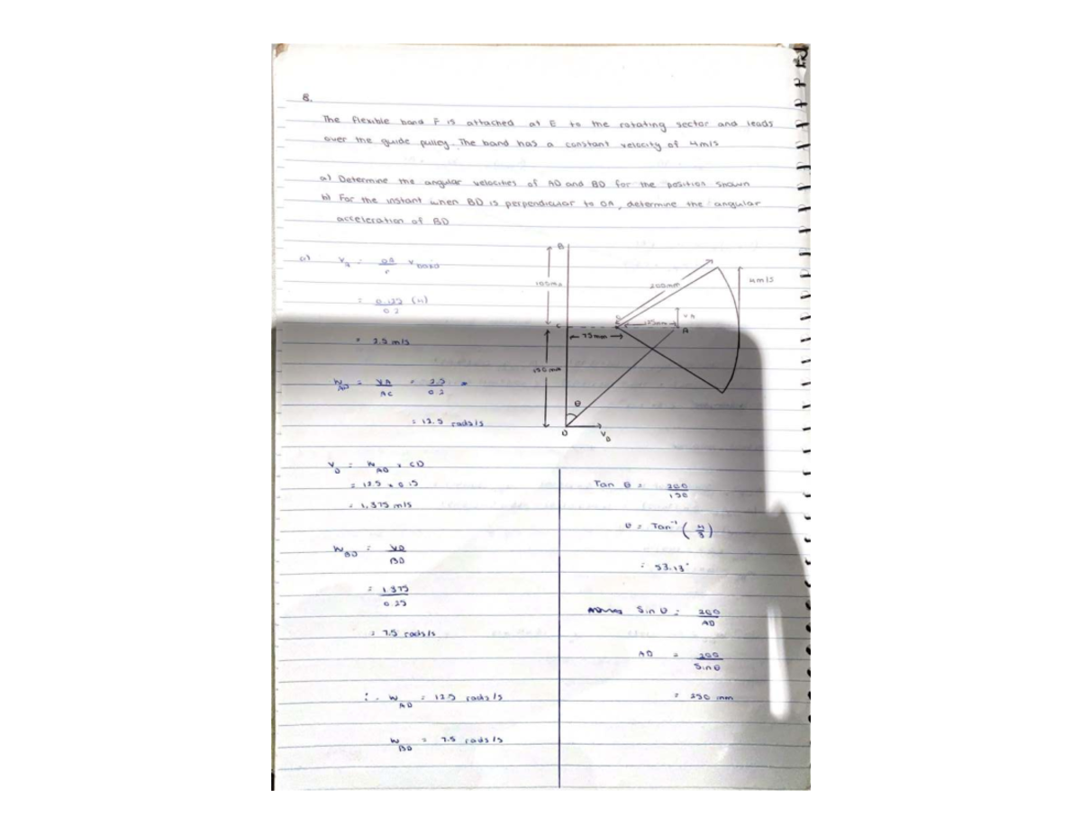 Q8 - Solution to Angular Velocities and Accelerations in Mechanics - Studocu