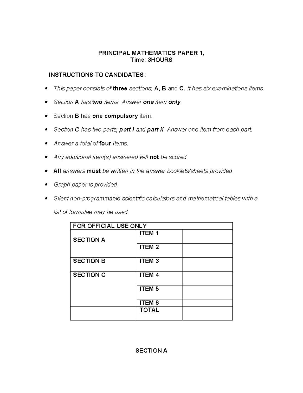 MATH 101: Principal Mathematics Paper 1 - Exam Questions & Solutions ...