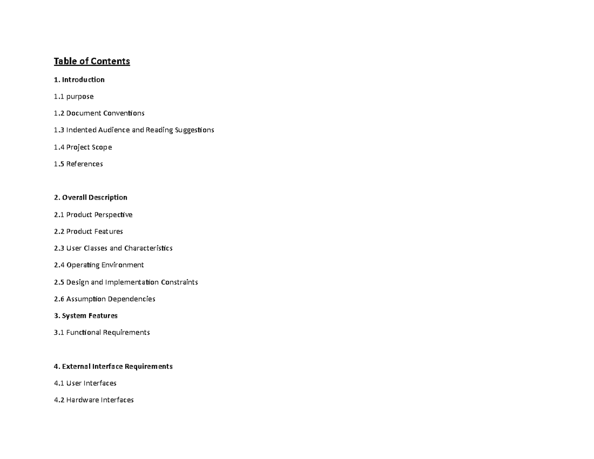 prepare srs for a fitness app - Table of Contents 1. Introduction 1 ...