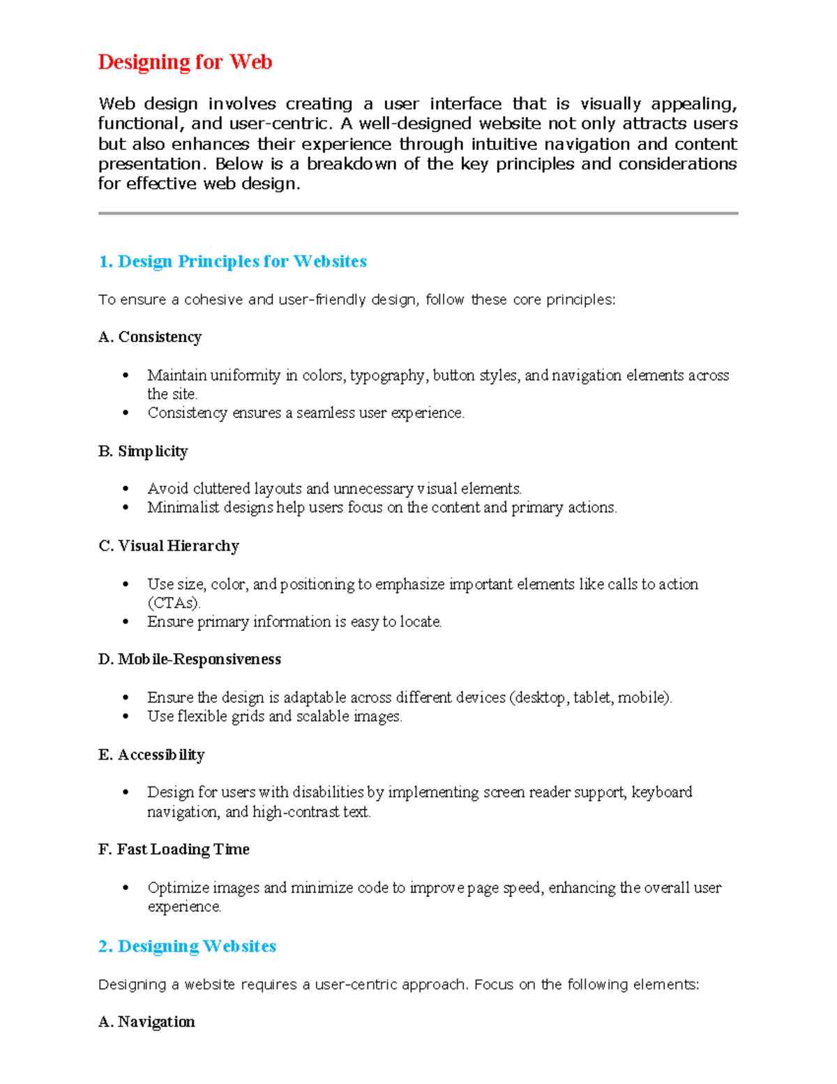 Web Design Principles and Best Practices for Effective UX - Studocu