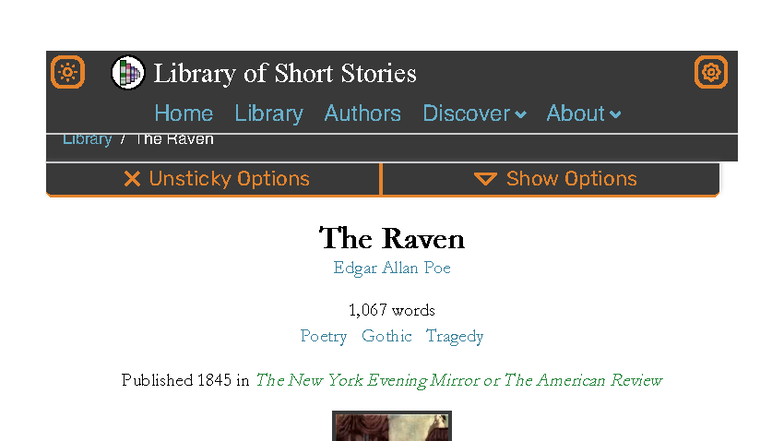 The Raven by Edgar Allan Poe - Library of Short Stories - Library / The ...