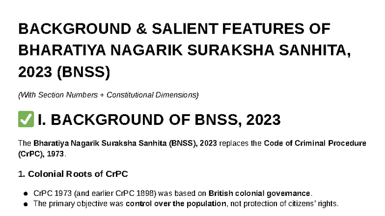 Background & Salient Features of BNSS 2023: A Comprehensive Overview ...