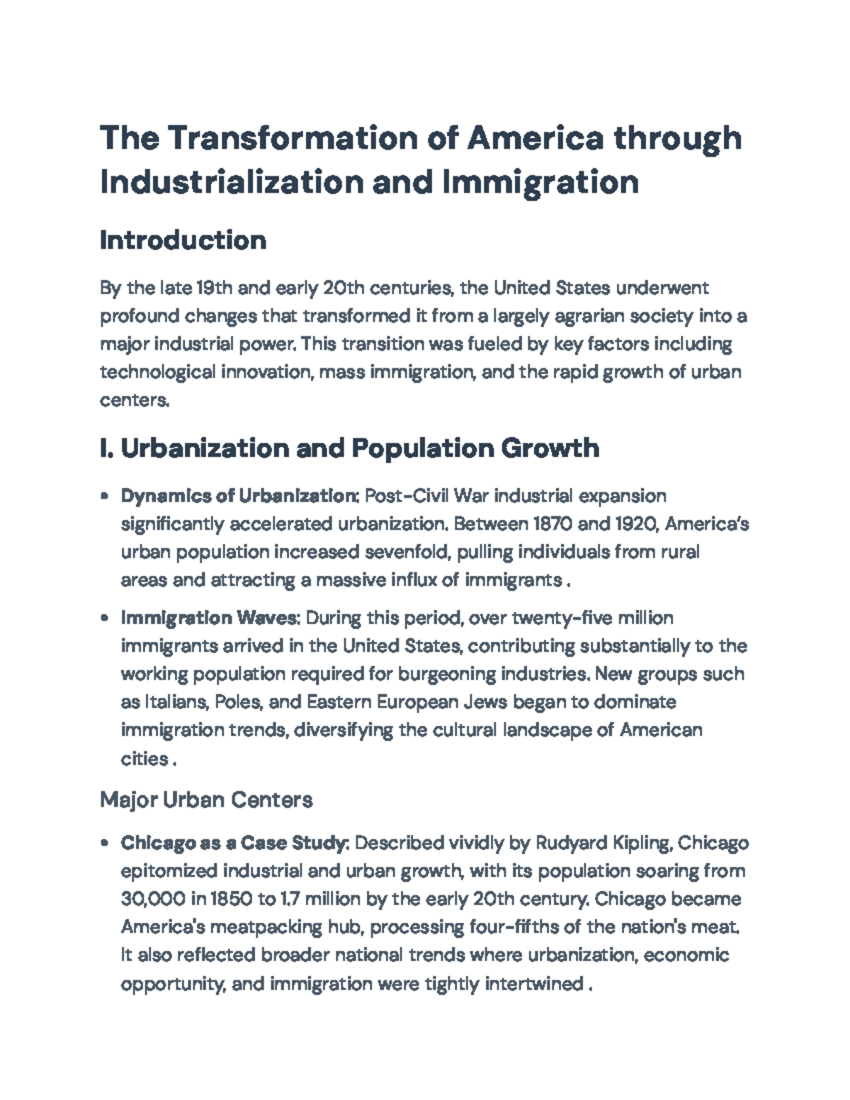 The Transformation of America: Industrialization & Immigration (1870 ...