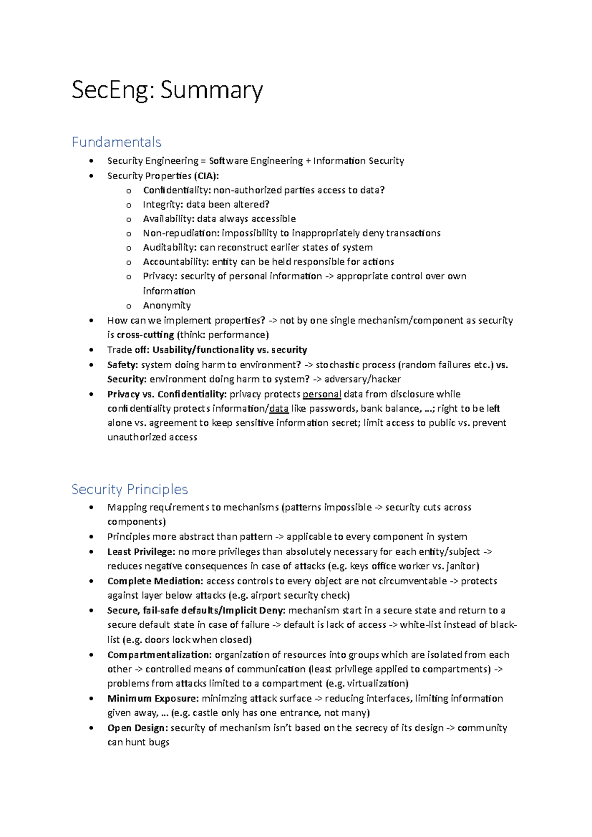 SecEng: Summary of Security Engineering Principles and Practices - Studocu