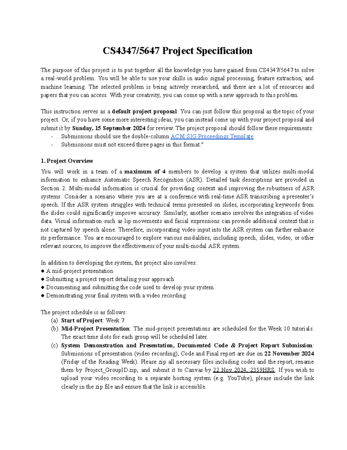 CS4347/5647 Project Spec: Multi-Modal ASR Development Guidelines - Studocu