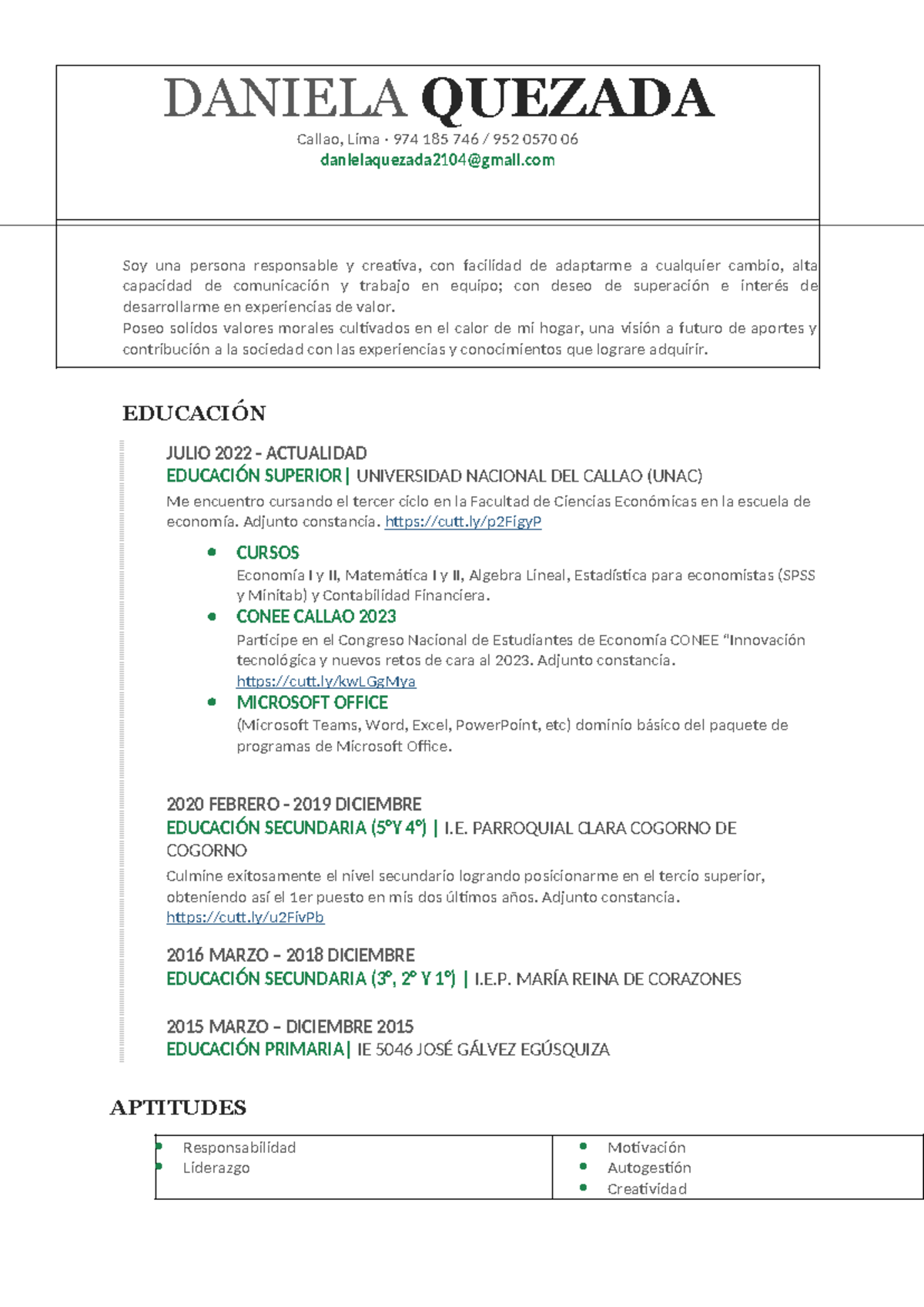 Daniela Quezada - kmlkm - DANIELA QUEZADA Callao, Lima · 974 185 746 / ...