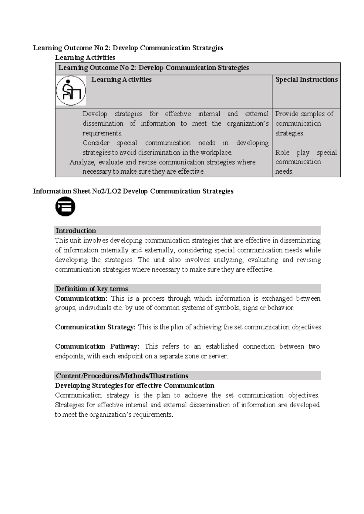 Learning Outcome No 2: Effective Communication Strategies Notes - Studocu