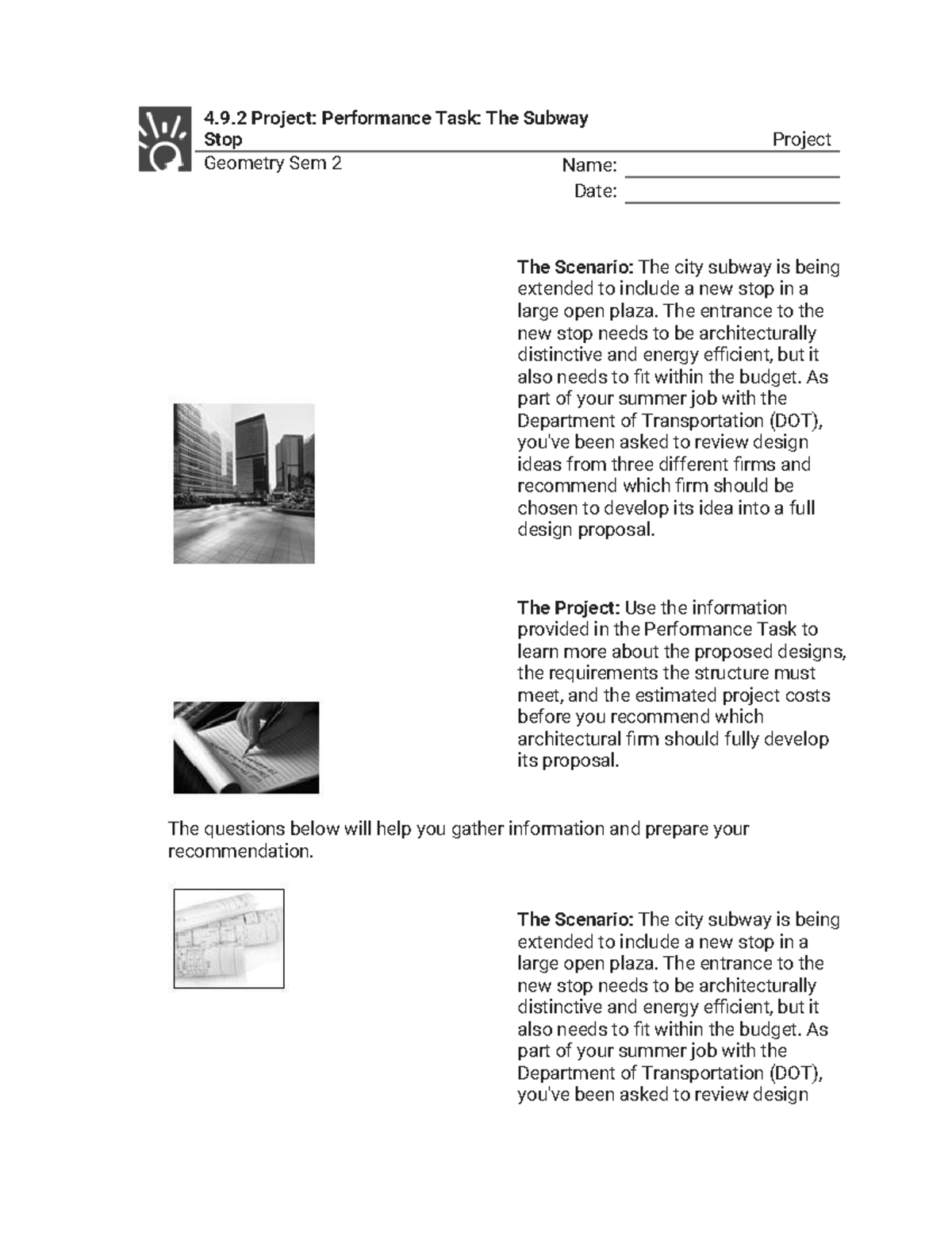 4.9.2 Project: Performance Task on Subway Stop Design Evaluation - Studocu