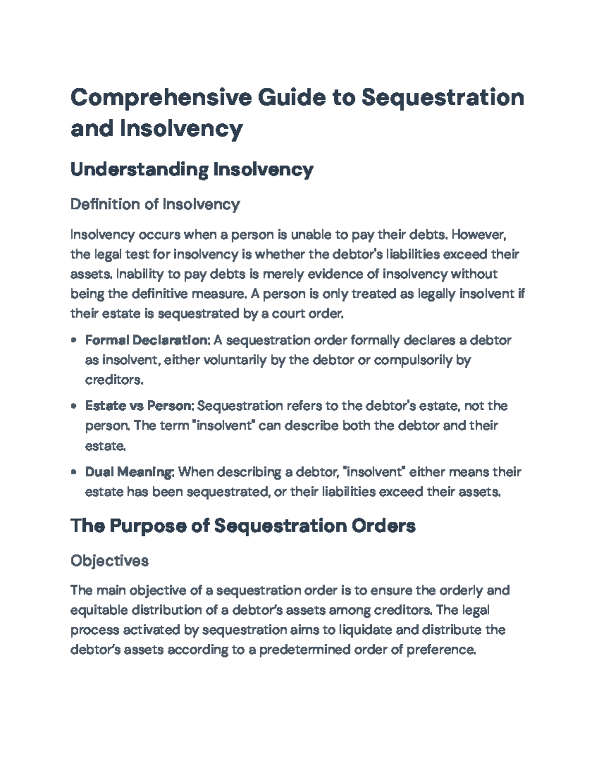 Comprehensive Guide: Sequestration & Insolvency Law Analysis - Studocu