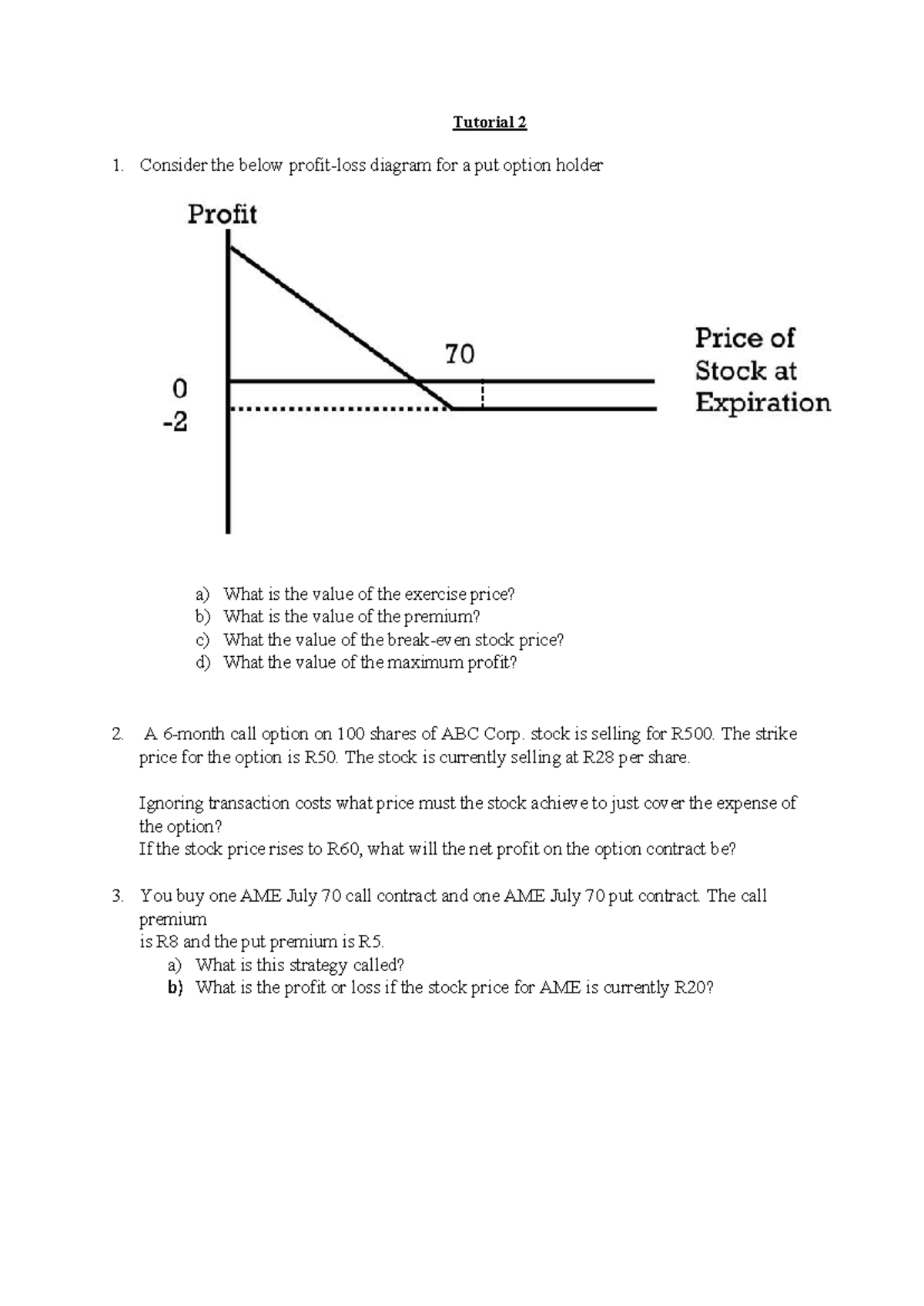Options Trading Analysis: Tutorial 2 Insights - Studocu