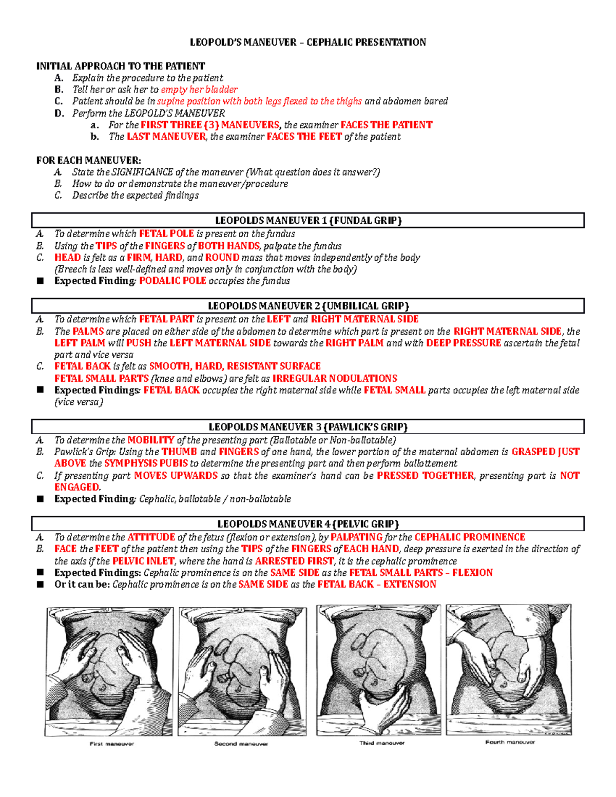 OB-OSCE - Lecture Notes 1: Leopold's Maneuvers & Pelvic Examination ...