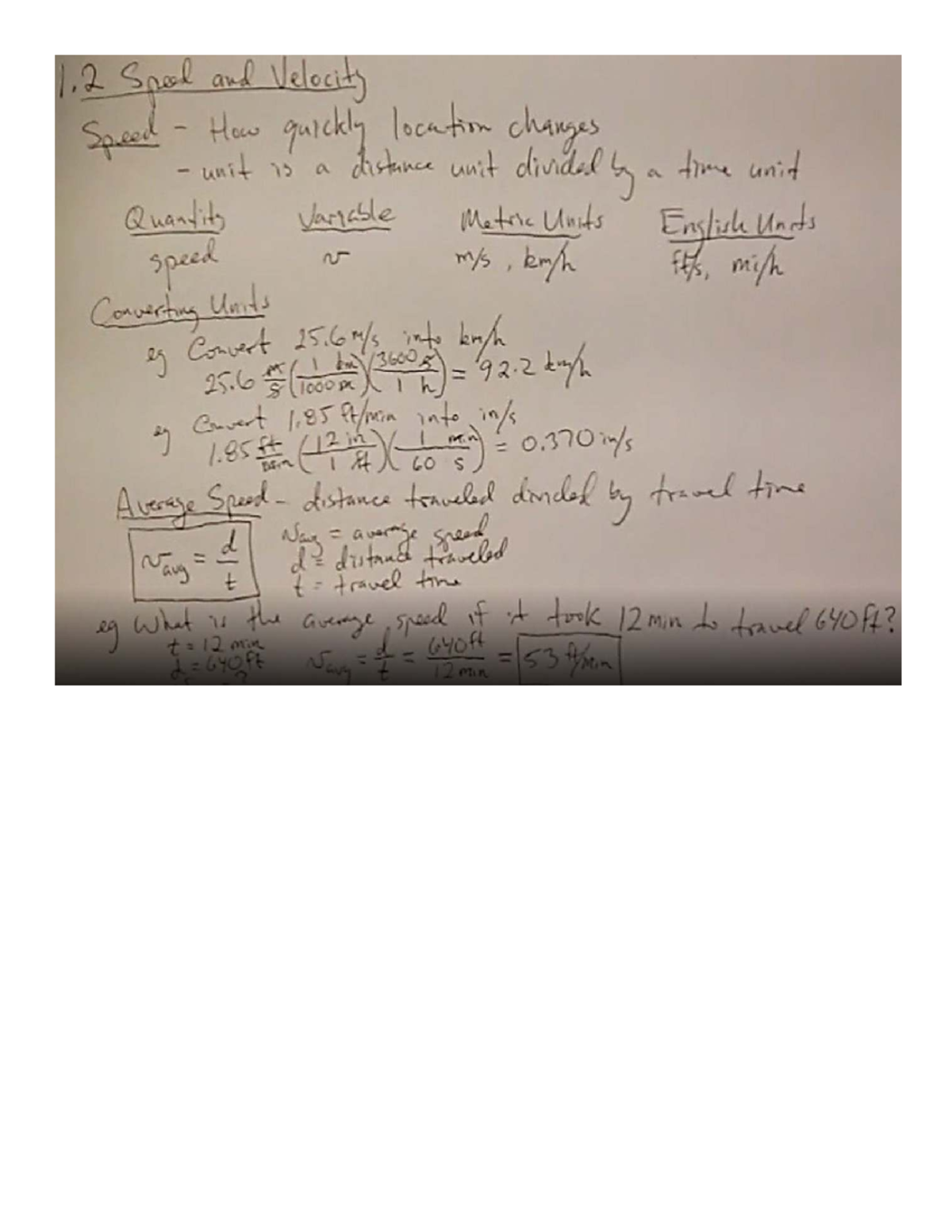 PHY 1.2 Speed and Velocity: Understanding Motion Concepts - Studocu