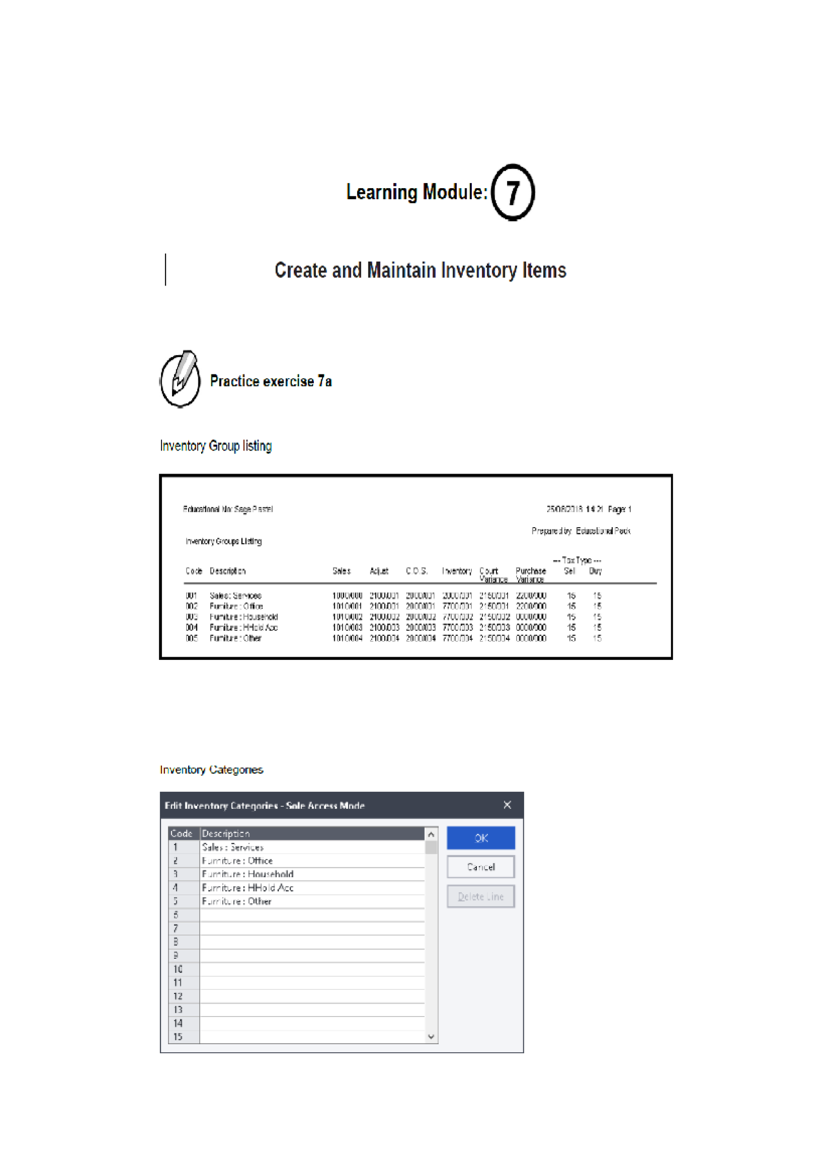 Pastel Accounting - Solutions for Inventory Items - Module 7 - Studocu