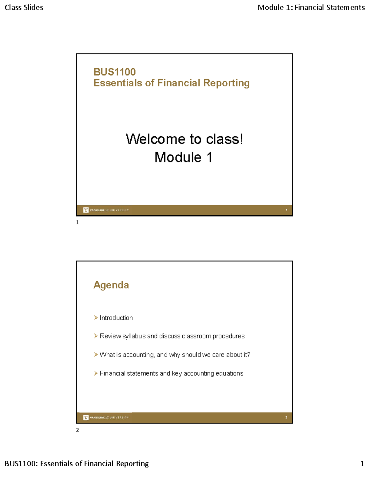 BUS1100: Module 1 Class Slides on Financial Statements - Studocu