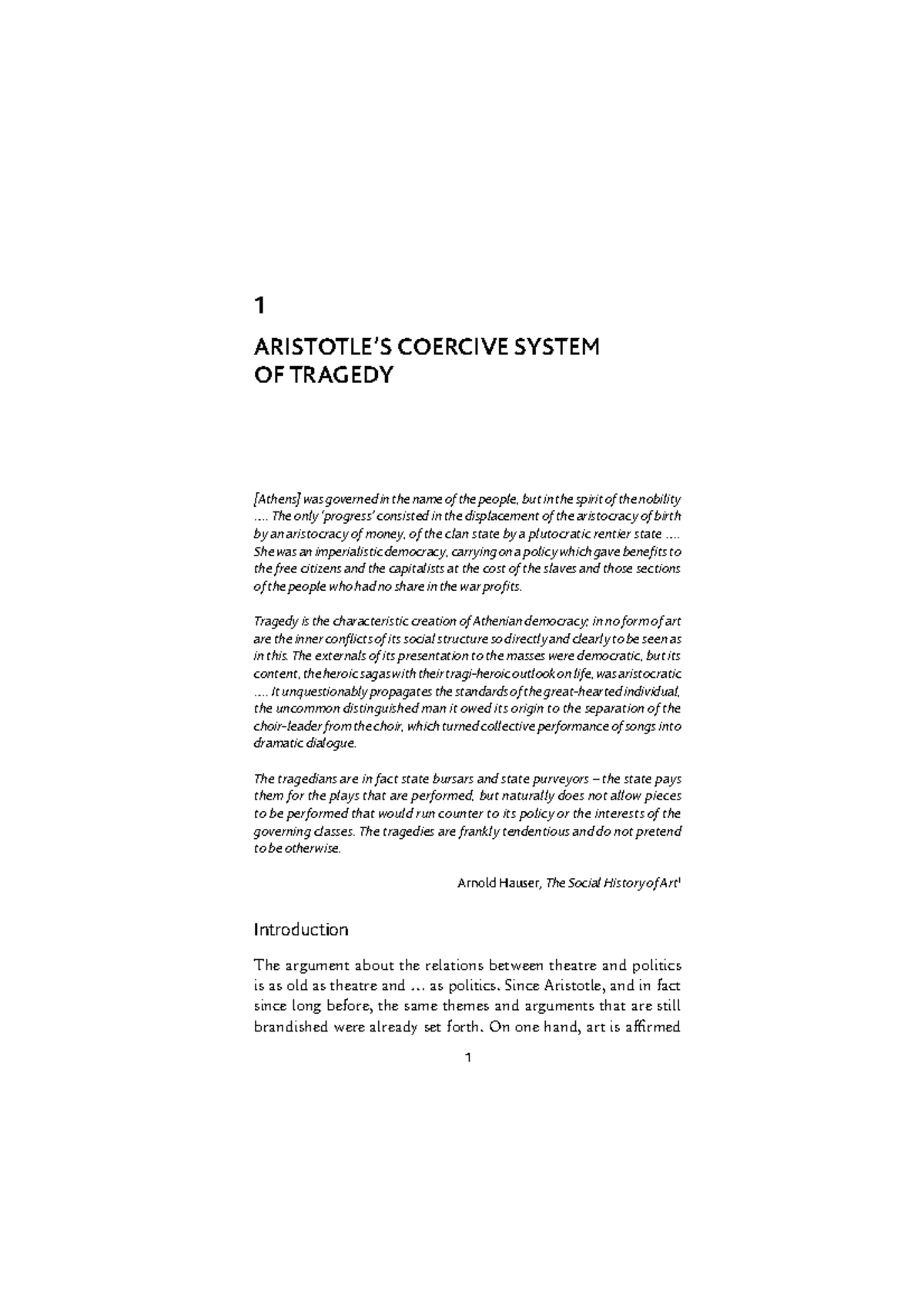 Aristotle's Coercive System of Tragedy: A Critical Analysis of Its ...