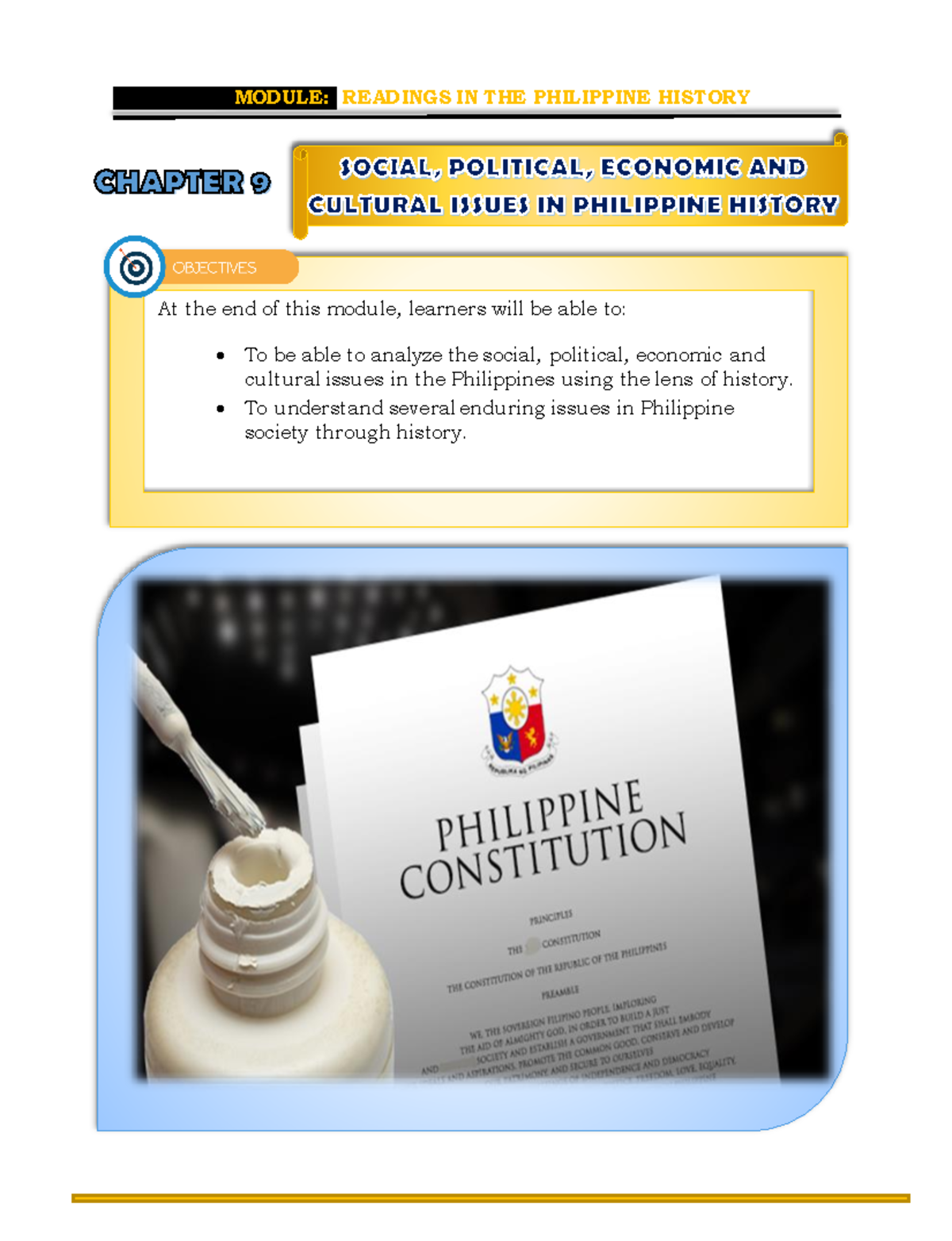 Chapter 9: Social, Political, Economic & Cultural Issues in PH History ...