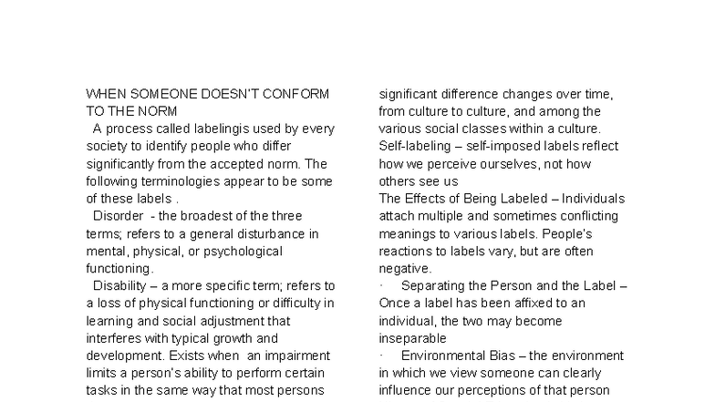 SPED 101: Understanding Labels and Special Education History - Studocu