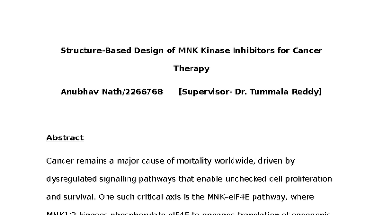 Designing MNK Kinase Inhibitors for Cancer Therapy: A Virtual Screening ...