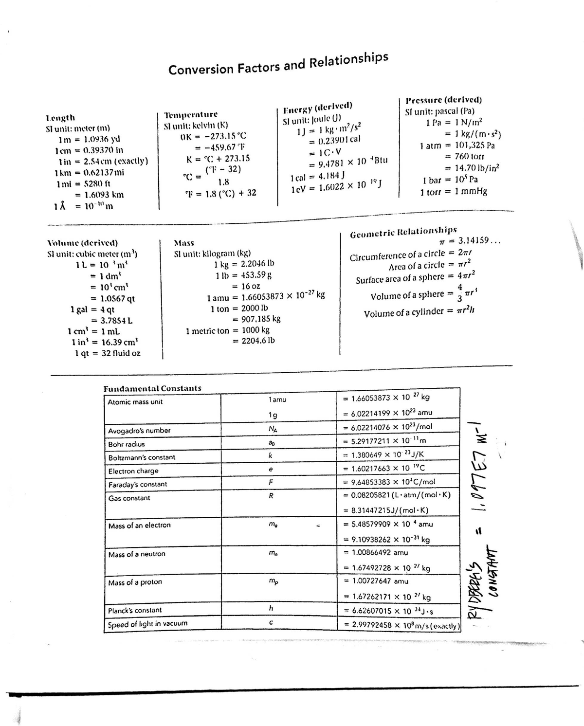 Conversion Factors and Relationships: Physics Notes (Aug 29) - Studocu