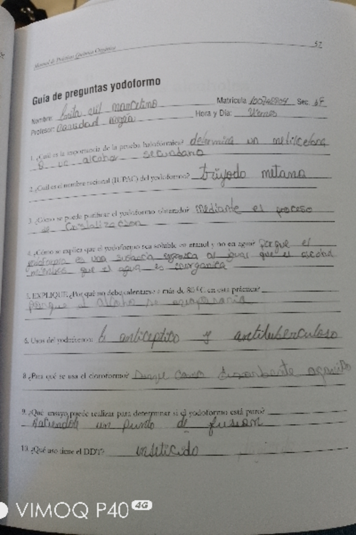 Guía de Practicas de Química Orgánica: Yodoformo y su Importancia - Studocu