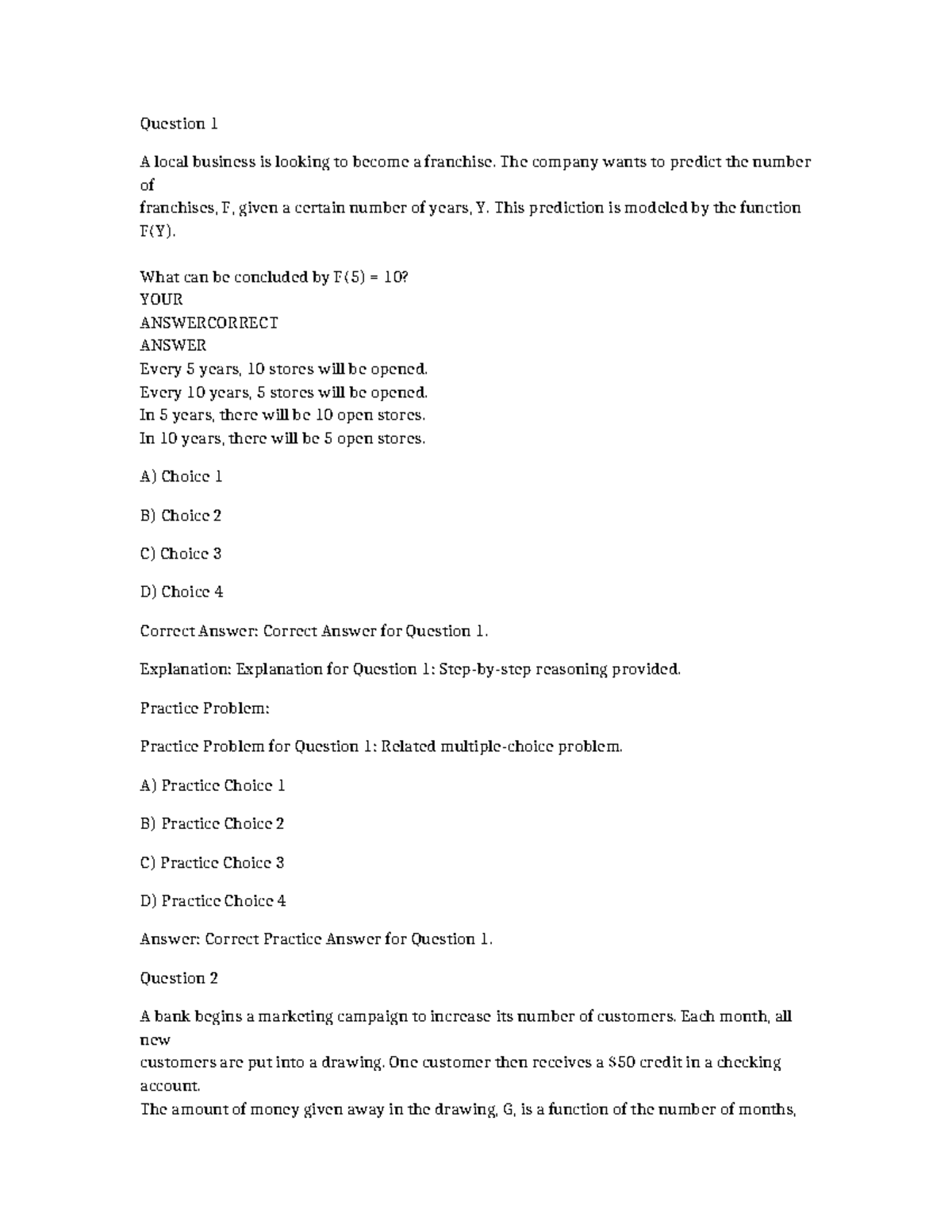 Algebra Master Study Guide: Functions and Predictions - Studocu