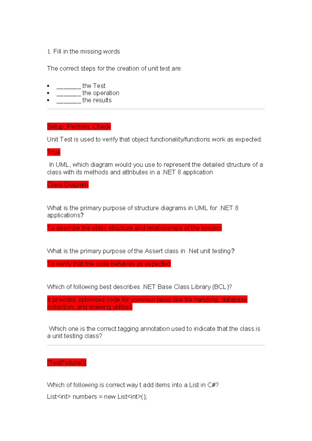 .NET 8 Unit Testing Concepts and Class Diagrams - Answer w2 - Studocu