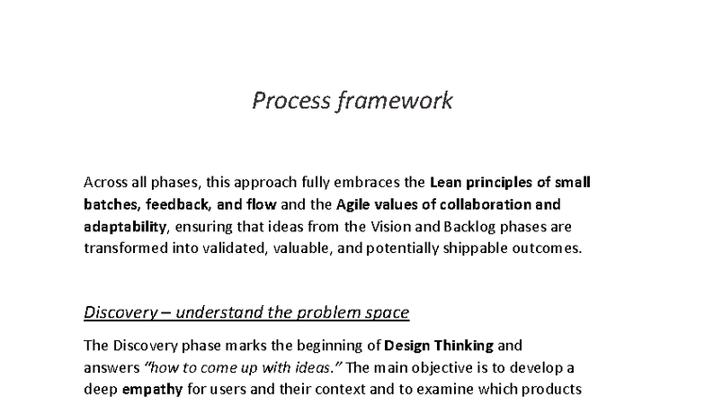 Workshop Framework: Lean & Agile Principles in Design Thinking - Studocu