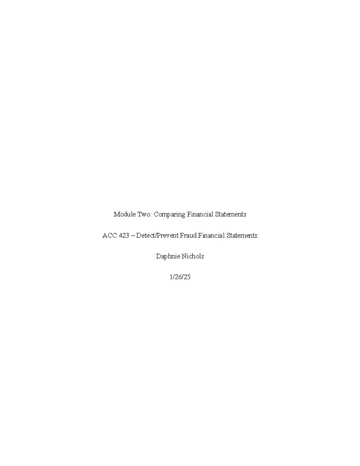 ACC 423 Module Two: Analysis of Financial Statement Fraud - Studocu