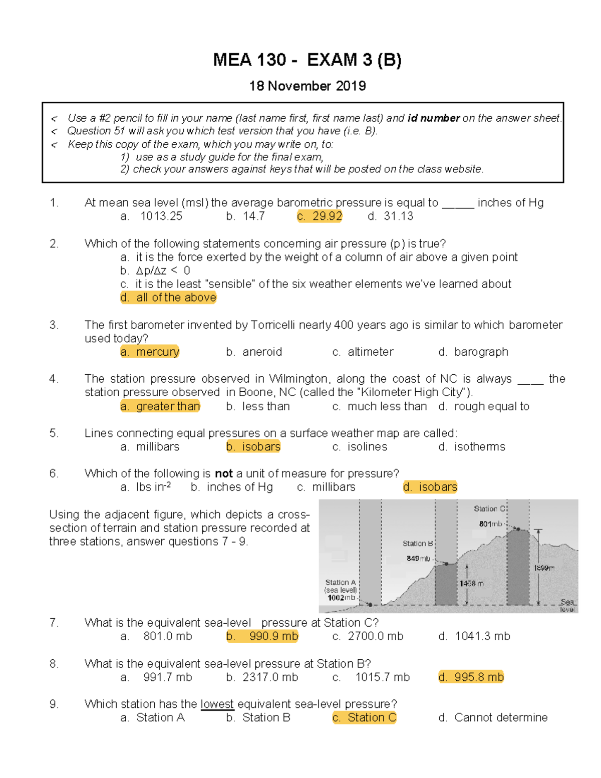 MEA 130 Exam 3 (B) Review Guide for Final Exam Preparation - Studocu