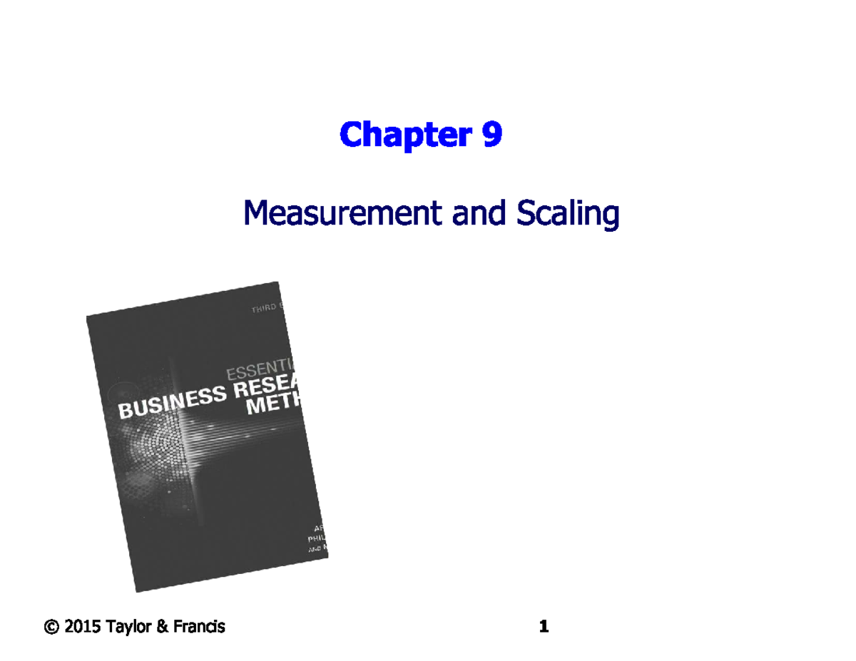 Chapter 9: Measurement and Scaling - Business Research Essentials (MET AR PHIL) - Studocu