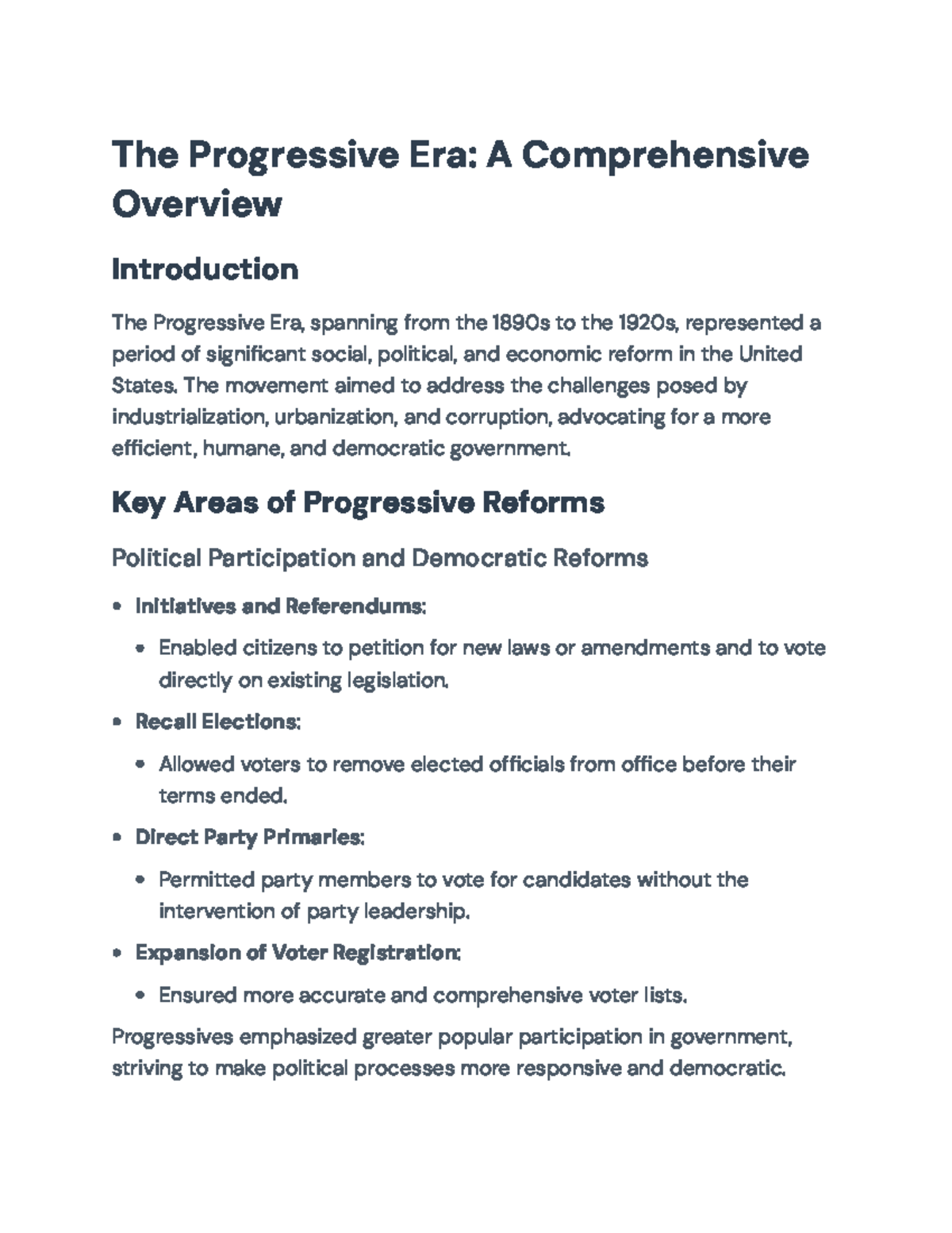 The Progressive Era: Key Reforms and Impact on American Society - The ...